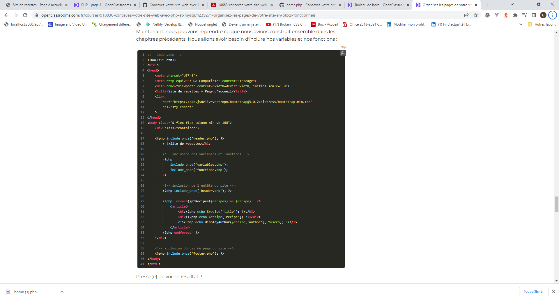 Concevoir Un Site Avec Php Problème Include Par Guillaumevaury1 Page 1 Openclassrooms